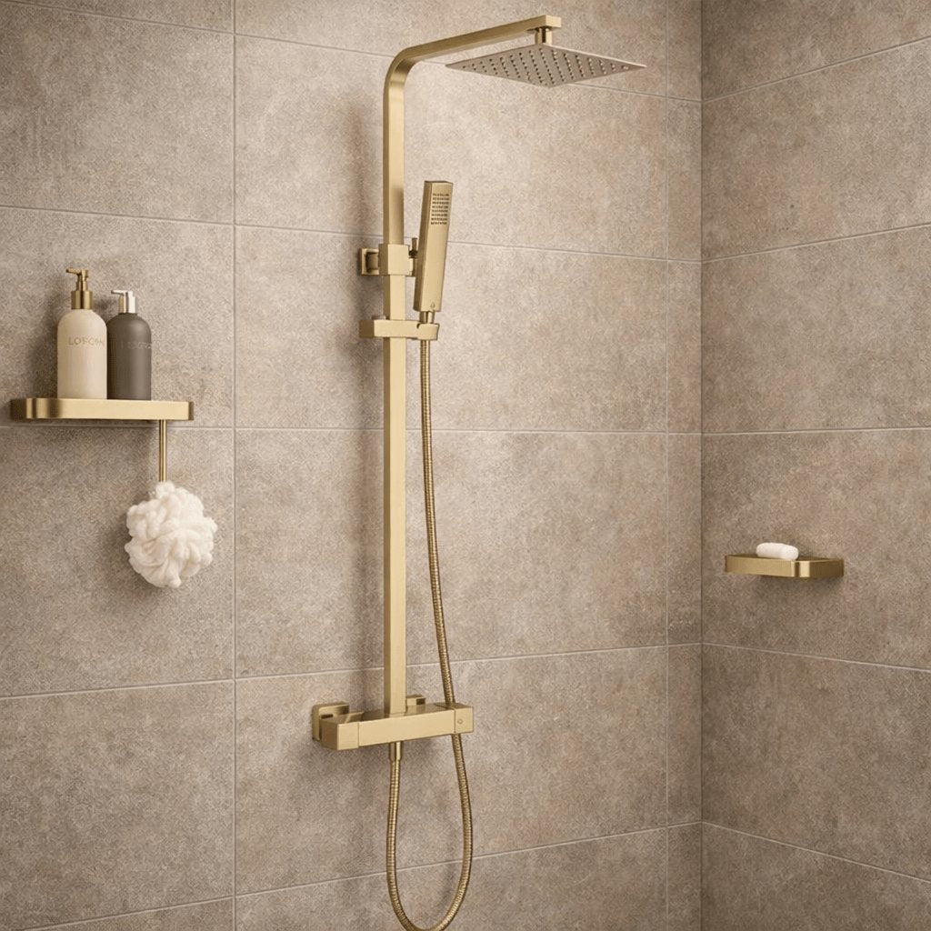 Aquarius RainLux Cool Touch Adjustable Square Exposed Shower Valve and ...